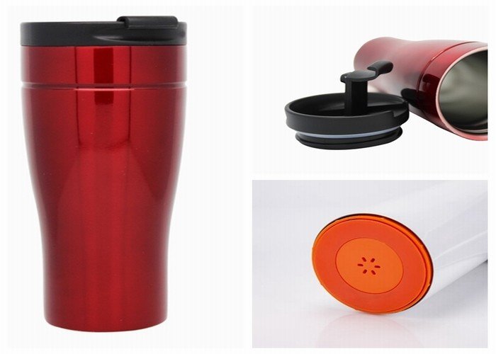 Smart Fall Over Prevention Magic Suction Mug With Lid / 18/8 Stainless Steel