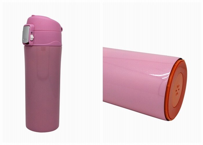 Pink Bottle Insulated Spill Proof Coffee Mug , Lightweight 12 Oz Travel Coffee Mug 