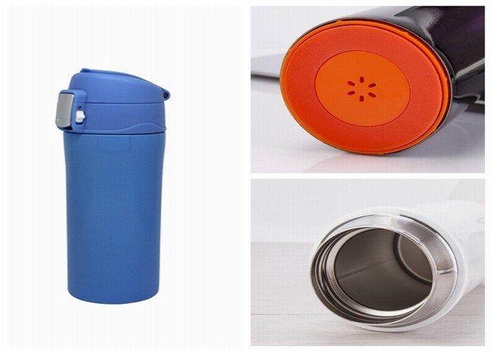 Blue Vacuum Insulated Magic Suction Coffee Mug Double Wall For Travelling / Sports