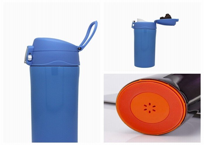Blue Vacuum Insulated Portable Coffee Cup For Outdoor Sports / Camping / Hiking