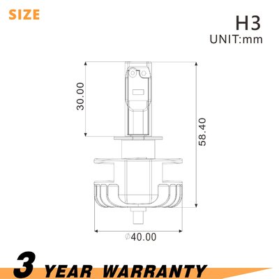 Factory direct sale   LED Headlight bulbs Conversion Kit All-in-one 4000LM H3 6000K Daylight with Rainproof driver supplier