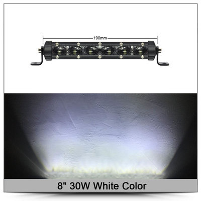8 Inch 30W Slim LED Light Bar Single Row 5W White Amber Color Work Light for Off Road Truck Motorcycle 4X4 4WD SUV Jeep supplier