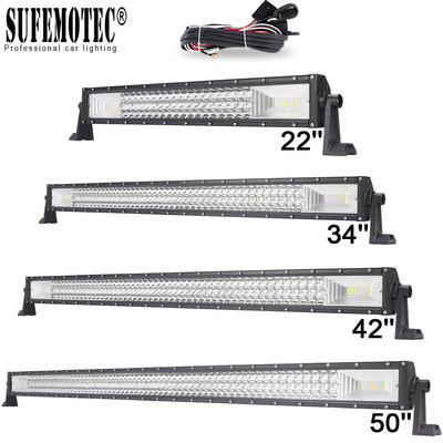 22" 34" 42" 50" Inch 3 Row Led Bar Straight Curved Led Work Light Bar For ATV 4WD SUV Truck 4x4 Offroad Combo Drive Lamp supplier