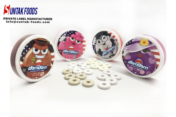 White Chocolate Mint Candy / Low Fat Candy In Round Box Custom Logo
