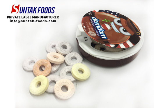 White Chocolate Mint Candy / Low Fat Candy In Round Box Custom Logo