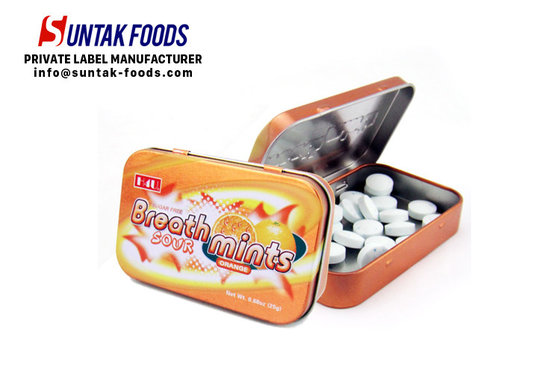 H4U 25g Orange Flavor Sugar Free Fresheners Mints in Hinged Tin