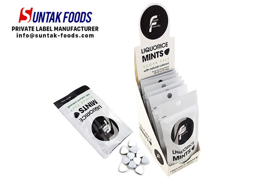 18.2g Liquorice Flavor Sugar Free Mint Candy With Natural Color For Kids