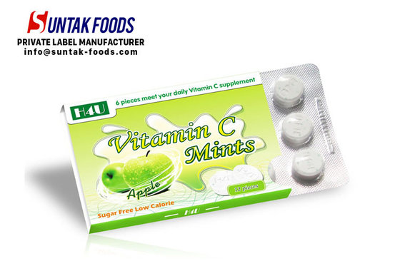 Functional Chewable Vitamin C Candy Tablets , Sugar Free Confectionery Strawberry Sweets