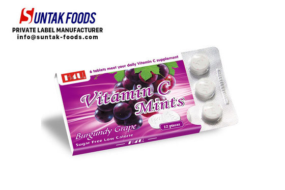 Functional Chewable Vitamin C Candy Tablets , Sugar Free Confectionery Strawberry Sweets