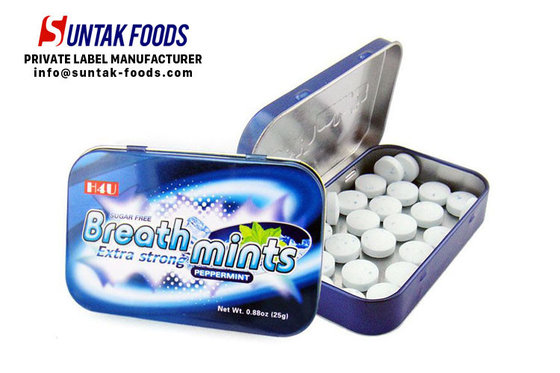 Pure Peppermint Tin Box Candy Sugarless Hard Candy Xylitol Confectionery