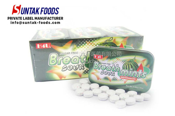 Round Shaped Metal Tin Box Candy Watermelon Flavor Eco - Friendly