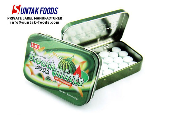 Round Shaped Metal Tin Box Candy Watermelon Flavor Eco - Friendly