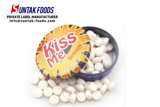 Promotional Tin Box Candy Orange Sweets Cool Mints Logo Customized