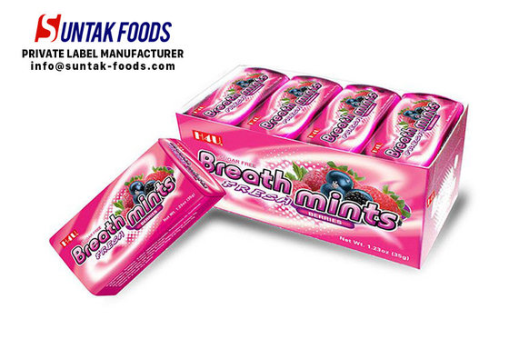 Fresh Breath Healthy Sugar Free Mint Candy Berries Flavor With Private Label