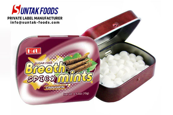 15g Sugar Free Square Tin Box Candy Xylitol Cinnamon Flavor For Refresh