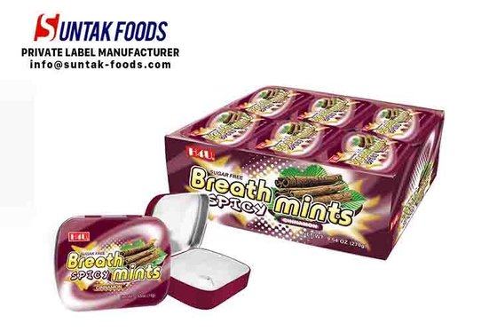 15g Sugar Free Square Tin Box Candy Xylitol Cinnamon Flavor For Refresh