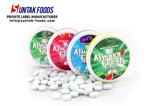 42g Weight Sour Fruit Candy With Plastic Round Box For Fresh Breath