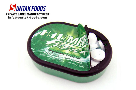 Customize Sugarless Breath Mints In Oval Box , Low Calorie Candy Sugar Free