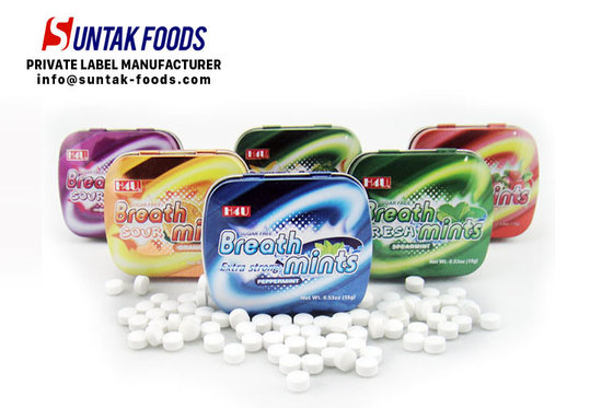 15g Supplement Sugar Free Round Mint Candy Tablet Tin Packaged