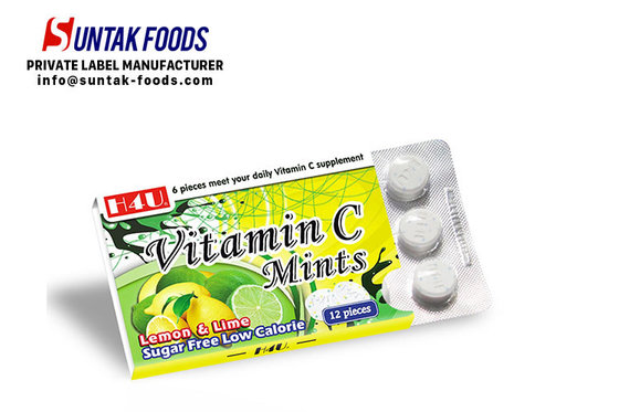 Low Calorie Sugarless Hard Vitamin C Candy With Lemon / Lime Flavor