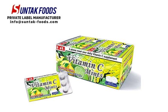Low Calorie Sugarless Hard Vitamin C Candy With Lemon / Lime Flavor