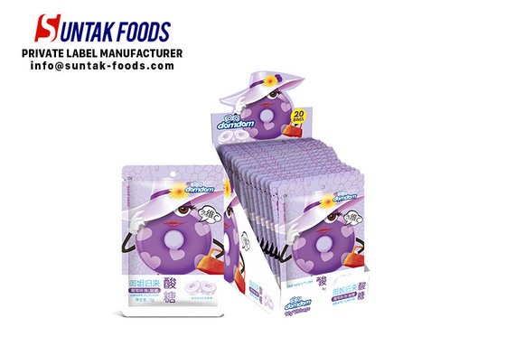 Purple Dot Grape Flavor Sour Sweets Candy With Zip - Lock Bag