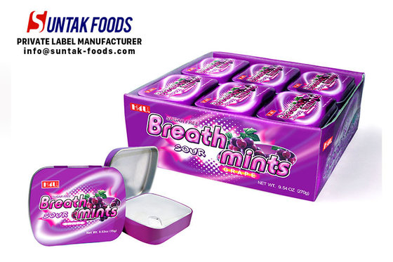 Sour Fruit Flavored Candy , Strong Breath Mints After Eating With Custom Metal Tins