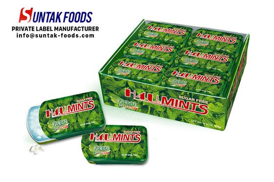 Spearmint Flavor Slide Tin Box Candy With Xylitol Fresh Breath