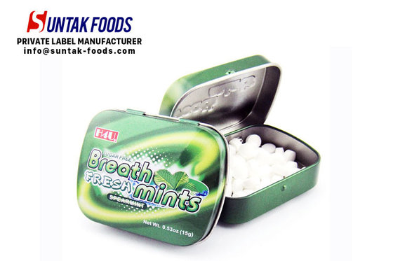 Breath Freshening Tin Box Candy , Sugar Free Fat Free Candy Eco - Friendly