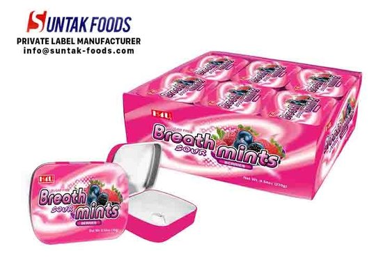 Mix Berries Flavor Tin Box Candy , Sugarless Hard Sour Strawberry Candy