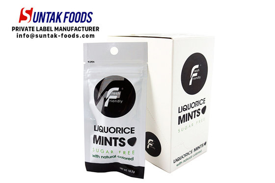 Sugar Free Liquorice Peppermint Candy With Double Color , Triangle Shaped Candy