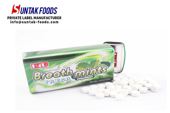 Strongest Healthy Breath Mints For Dental 2 Layers Color , Mint Green Candy