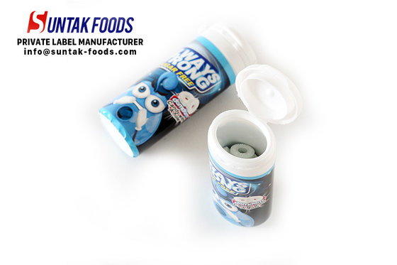 Round White Candy Healthy Breath Mints With Tear Off Cap Bottle