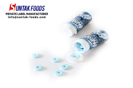 Round White Candy Healthy Breath Mints With Tear Off Cap Bottle