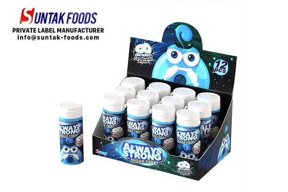 Round White Candy Healthy Breath Mints With Tear Off Cap Bottle
