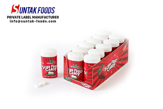 ODM Strawberry Flavor Sour Fruit Candy in Plastic Box With Private Label