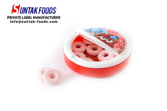 Custom Colorful Personalized Mints Candy Hole Shape With Plastic Sweet Box