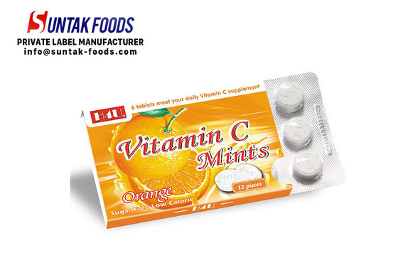 Orange Flavored Organic Sugar Free Candy Vitamin C Supplement Blister Pack