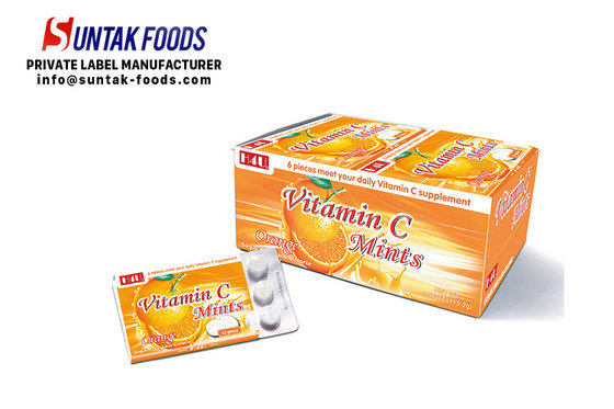 Orange Flavored Organic Sugar Free Candy Vitamin C Supplement Blister Pack