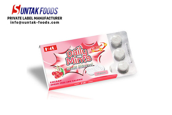 Custom Round White Functional Candy Multi Mineral Sour Cherry Candy