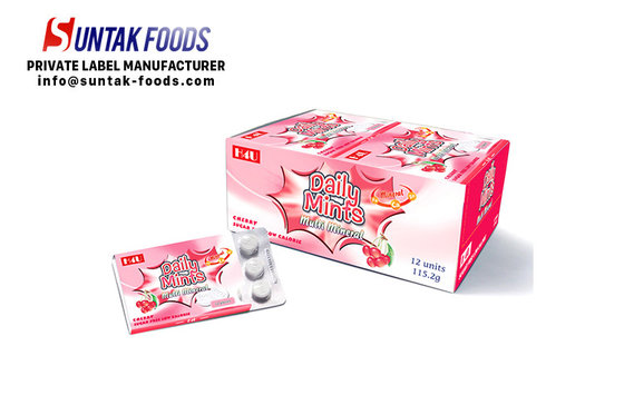 Custom Round White Functional Candy Multi Mineral Sour Cherry Candy