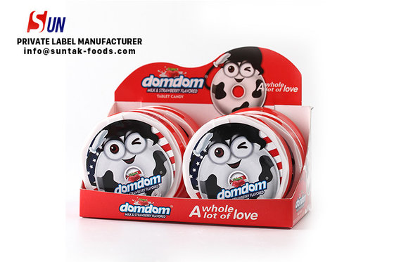 Sugar Free Chewy Milk Candy Hole Shape , Chewy Fruit Flavored Candy Sour Strawberry
