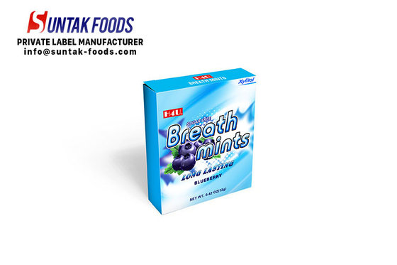 Round Sugar Free Low Calorie Candy With Blue Berry Flavor Paper Box