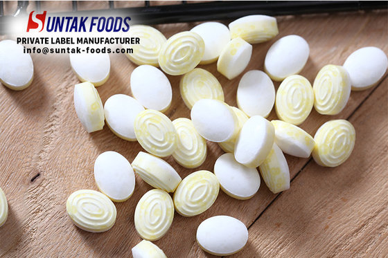 Double Color Lemon Sour Fruit Candy Xylitol Sweeteners In Slim Tin