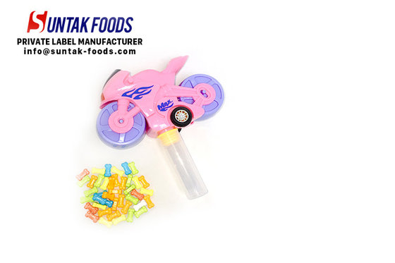 Sweet Novelty Candy Toys Colorful Compress Candy With Motorbike Toy For Boy
