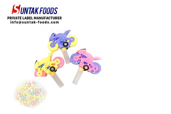 Sweet Novelty Candy Toys Colorful Compress Candy With Motorbike Toy For Boy