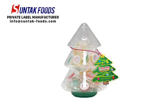 Smiling emoji two layers colors hard candy in Christmas Tree bottle