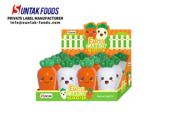 Lovely emoji carrot jelly bean candy with small toy for children