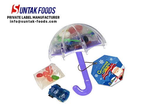 Seasonal Christmas umbrella Jelly bean toy candy with small toys