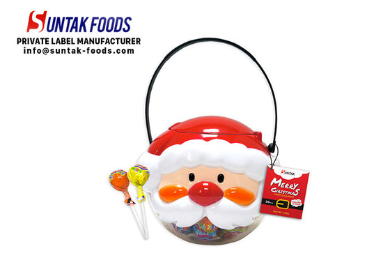 Seasonal Christmas Santa colorful fruity lollipop candy for gift shop